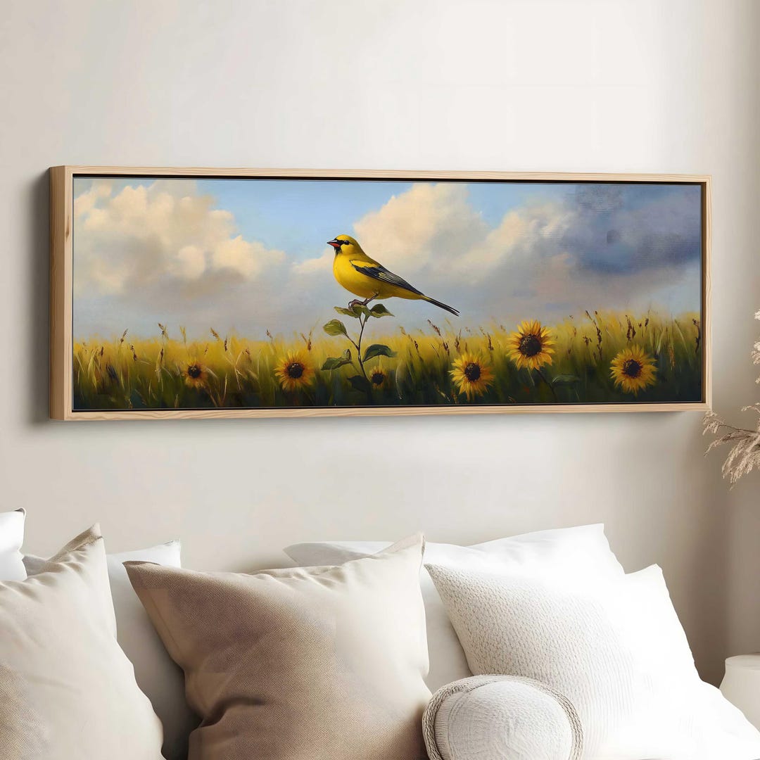 Iowa State Bird Art, Eastern Goldfinch Decor, Wild Prairie Rose Art ...