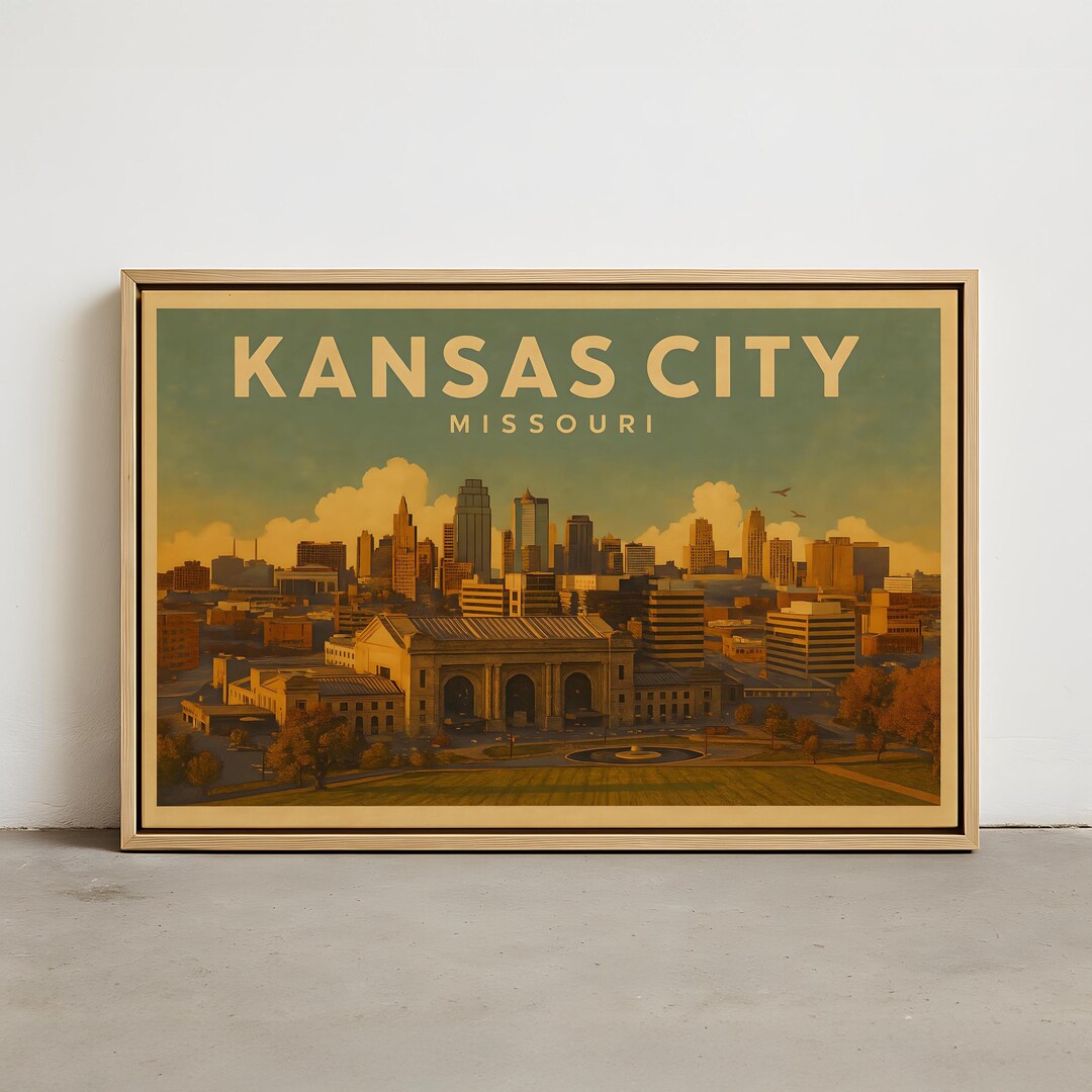 Kansas City Missouri Poster – Retro Travel Wall Art Featuring Union ...