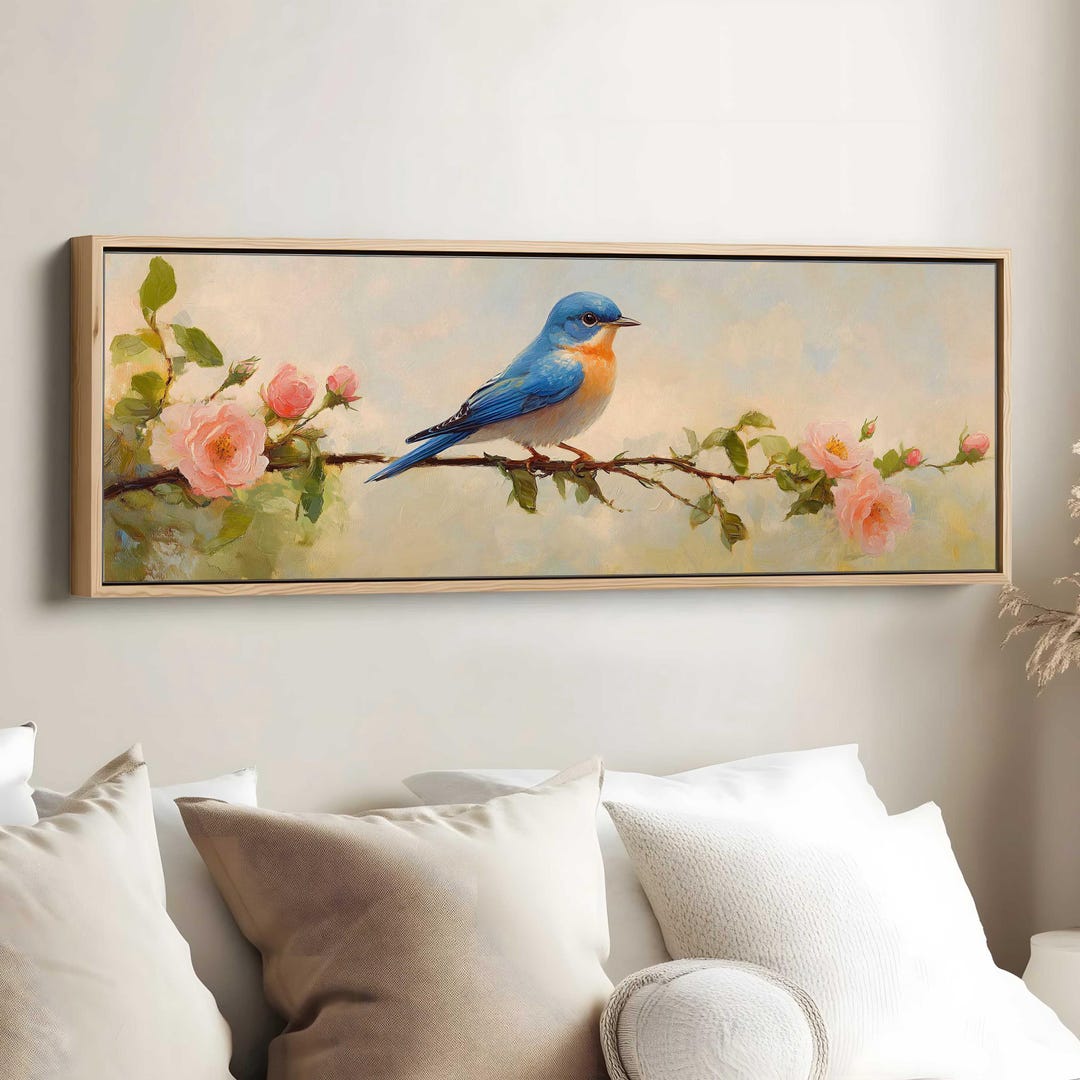 New York State Bird Art, Eastern Bluebird Decor, Rose Flower Art, New ...