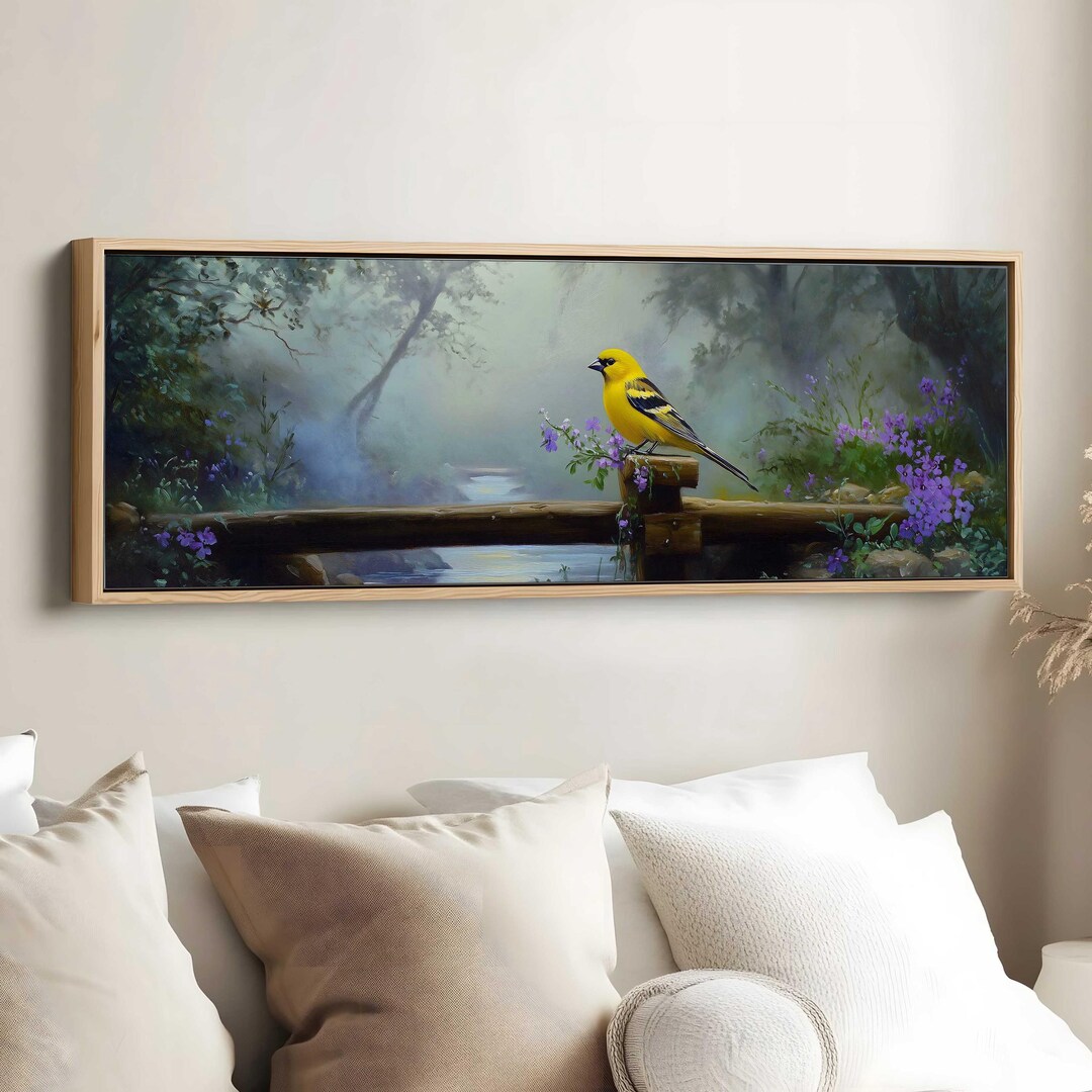 New Jersey State Bird Art, Eastern Goldfinch Decor, Violet Flower Art ...
