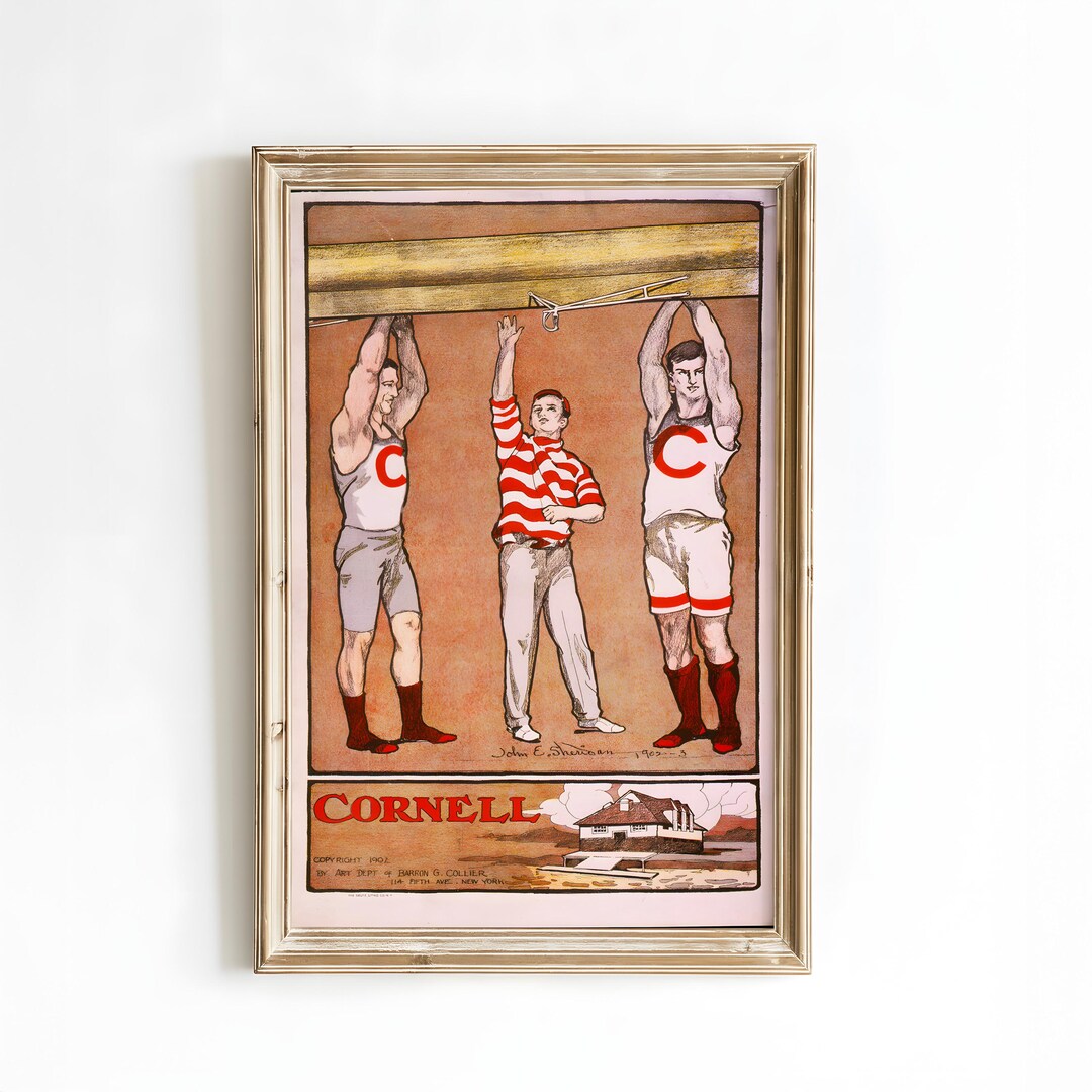 Vintage Cornell University Rowing Poster, Antique Ivy League Sports Art ...