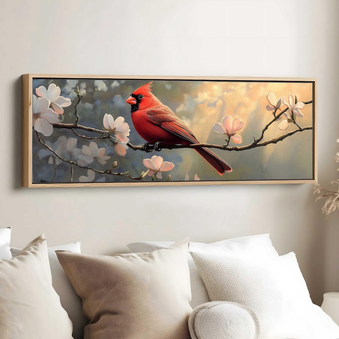Virginia State Bird Art, Northern Cardinal Decor, Dogwood Flower Art ...