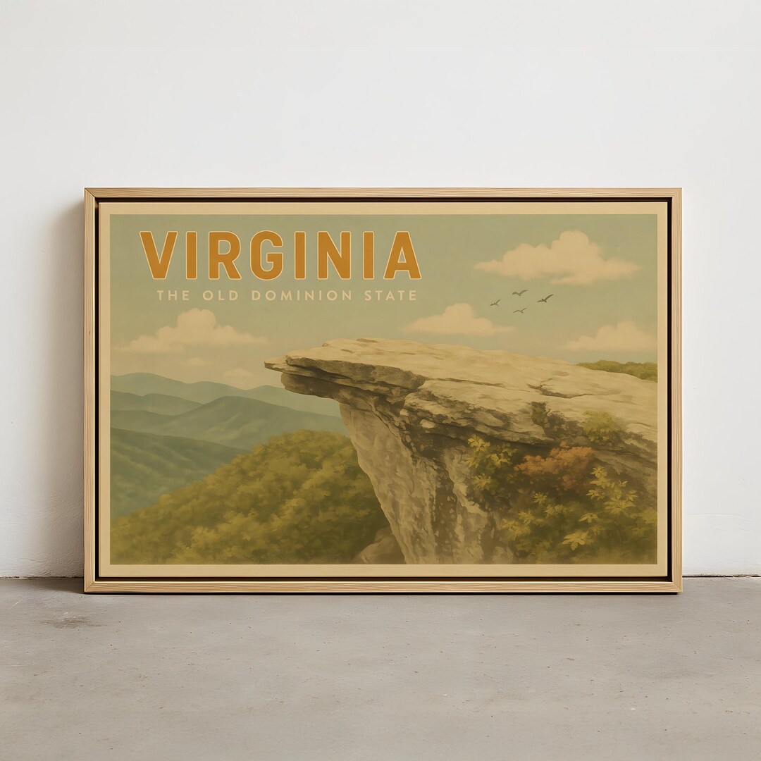 Virginia Wall Art – the Old Dominion State Mountain Print – Vintage ...
