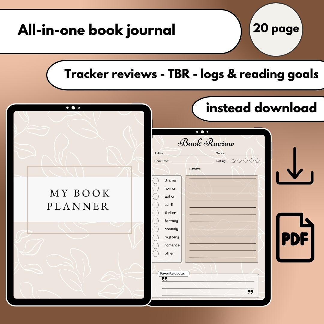 Printable Book Planner PDF – Book Review Journal, Book Planner Template ...