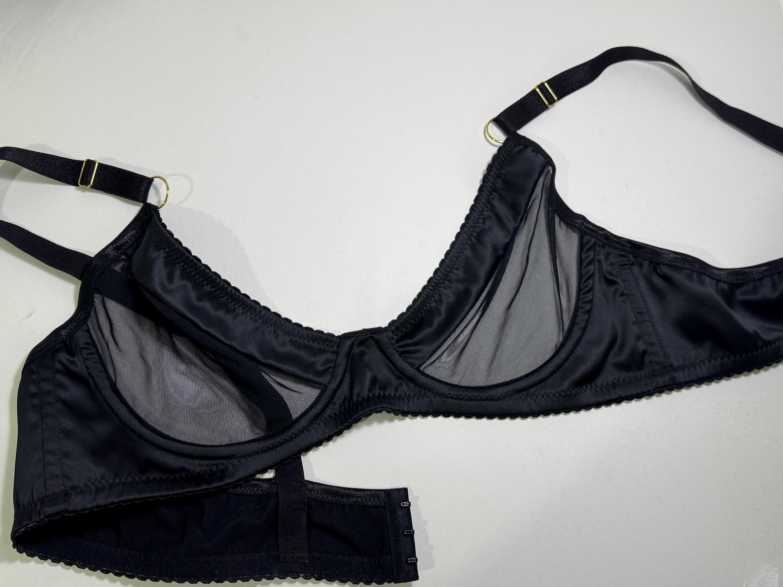 Men’s Italian Satin & Mesh Bra , Flat Cups Bra, Luxury Male Bralette ...