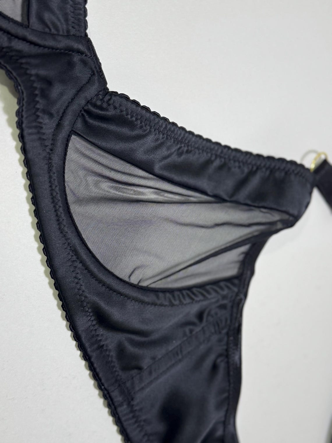 Men’s Italian Satin & Mesh Bra , Flat Cups Bra, Luxury Male Bralette ...