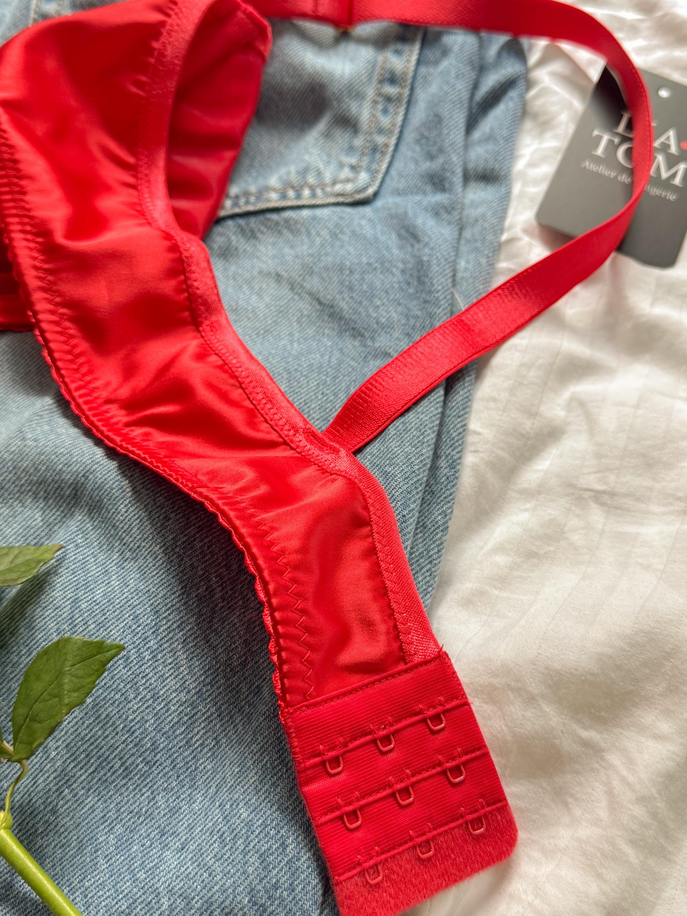 Hot Red Men’s Italian Satin & Mesh Bra – Gender-inclusive Lingerie ...