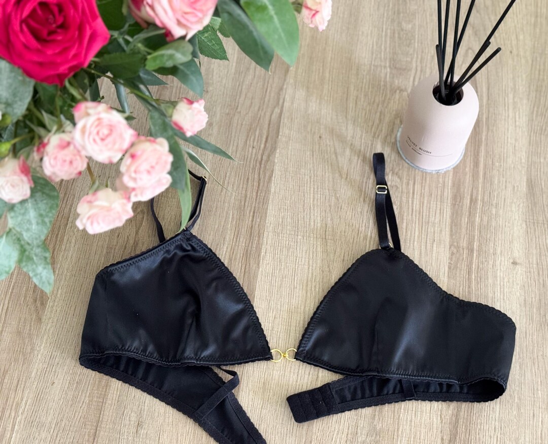 Men’s Black Italian Satin Soft Bralette – Gender-incl | Luxury Silky ...