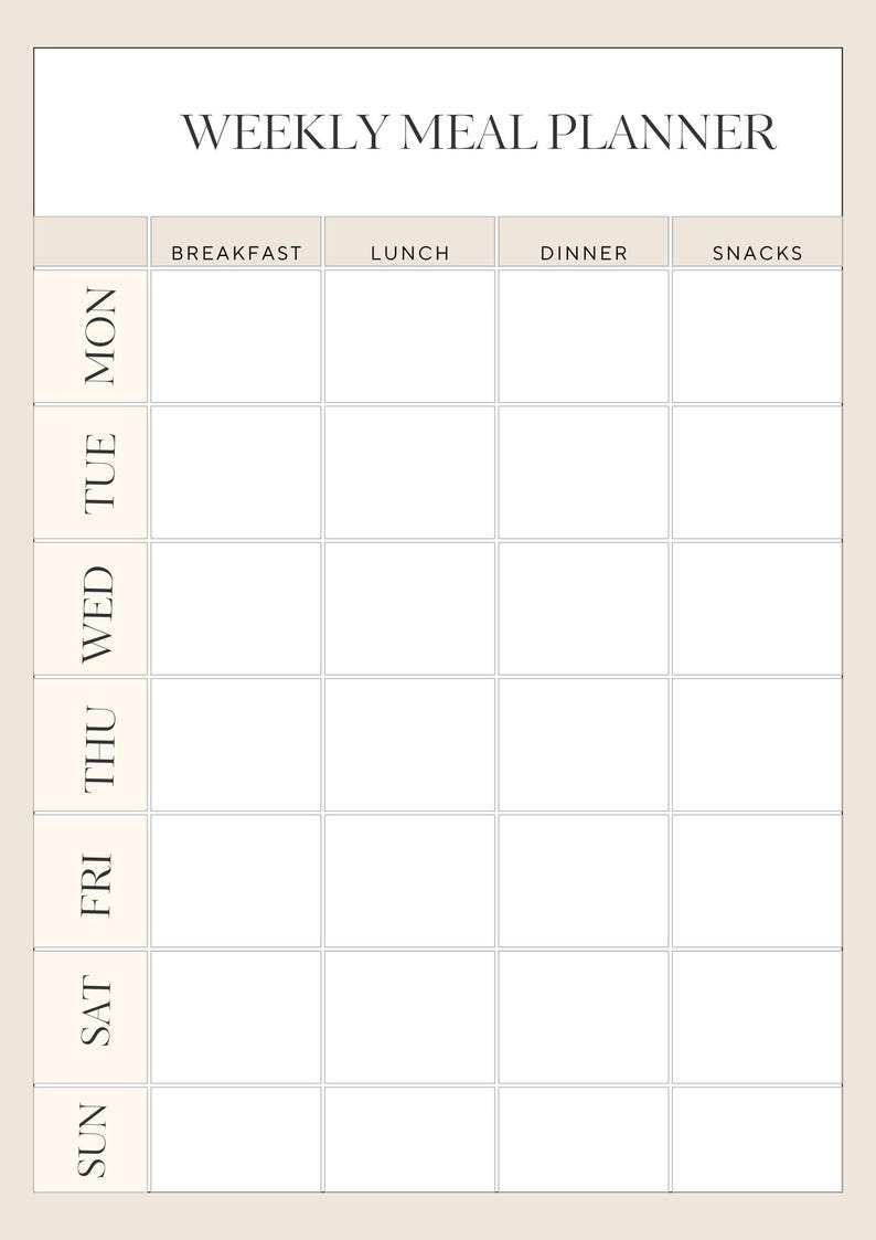 Simple Weekly Meal Prep Master - Etsy