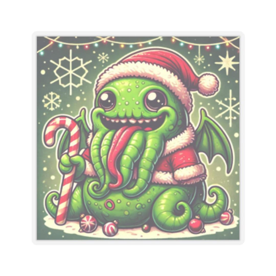 Cthulhu Christmas Sticker, Sci-fi, Fantasy, Dystopian, Book Lovers ...
