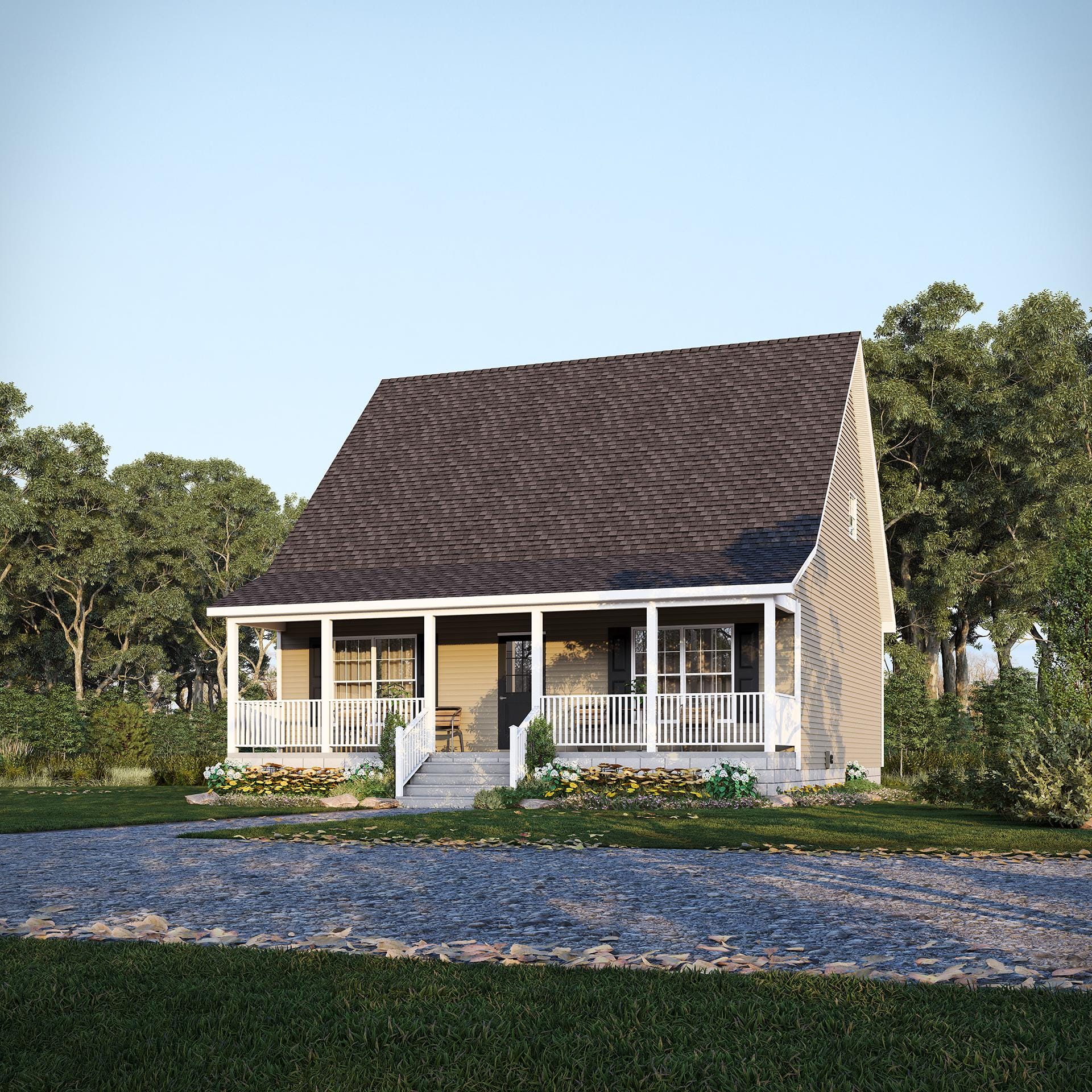32' X 32' Lakeside Cabin House Plan | 2 Bedroom 2 Bath Vacation or ...