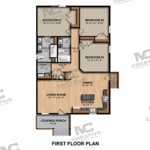 30' X 44' Mapleview Ranch House Plan | 3 Bedroom 2 Bath Single Story ...
