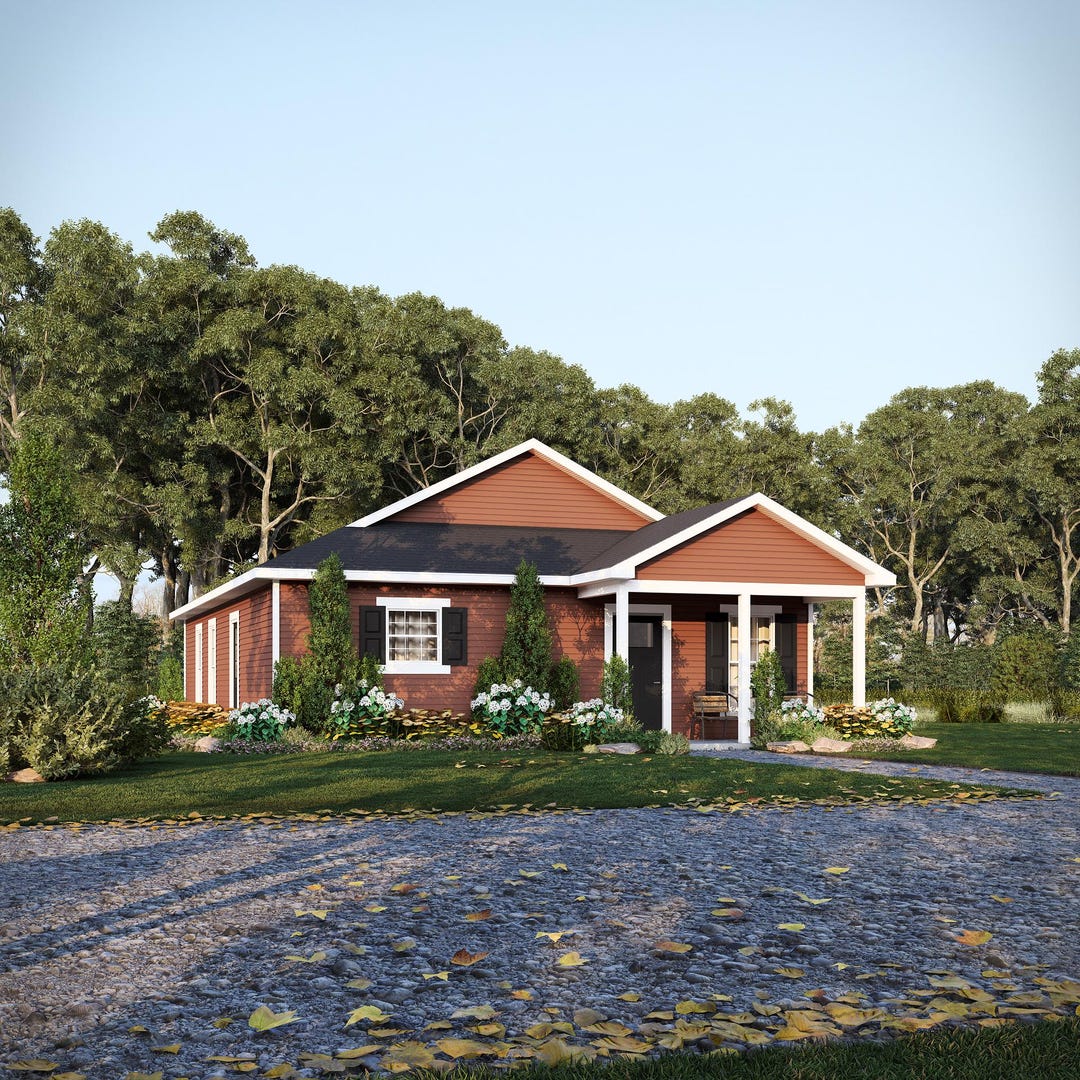 30' X 44' Mapleview Ranch House Plan (reversed) | 3 Bedroom 2 Bath ...