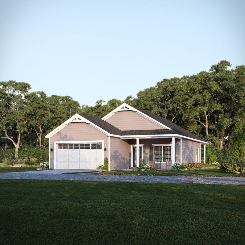 37' X 60' Alpine Ranch House Plan | 3 Bedroom 2 Bath 2 Car Garage ...