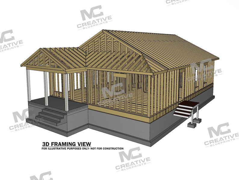 30' X 44' Mapleview Ranch House Plan | 3 Bedroom 2 Bath Single Story ...