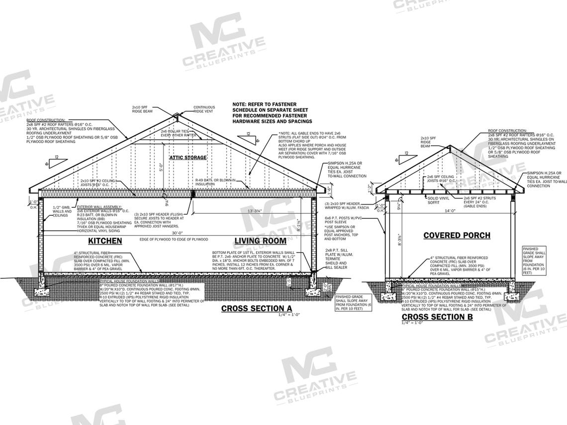 30' X 44' Mapleview Ranch House Plan (reversed) | 3 Bedroom 2 Bath ...