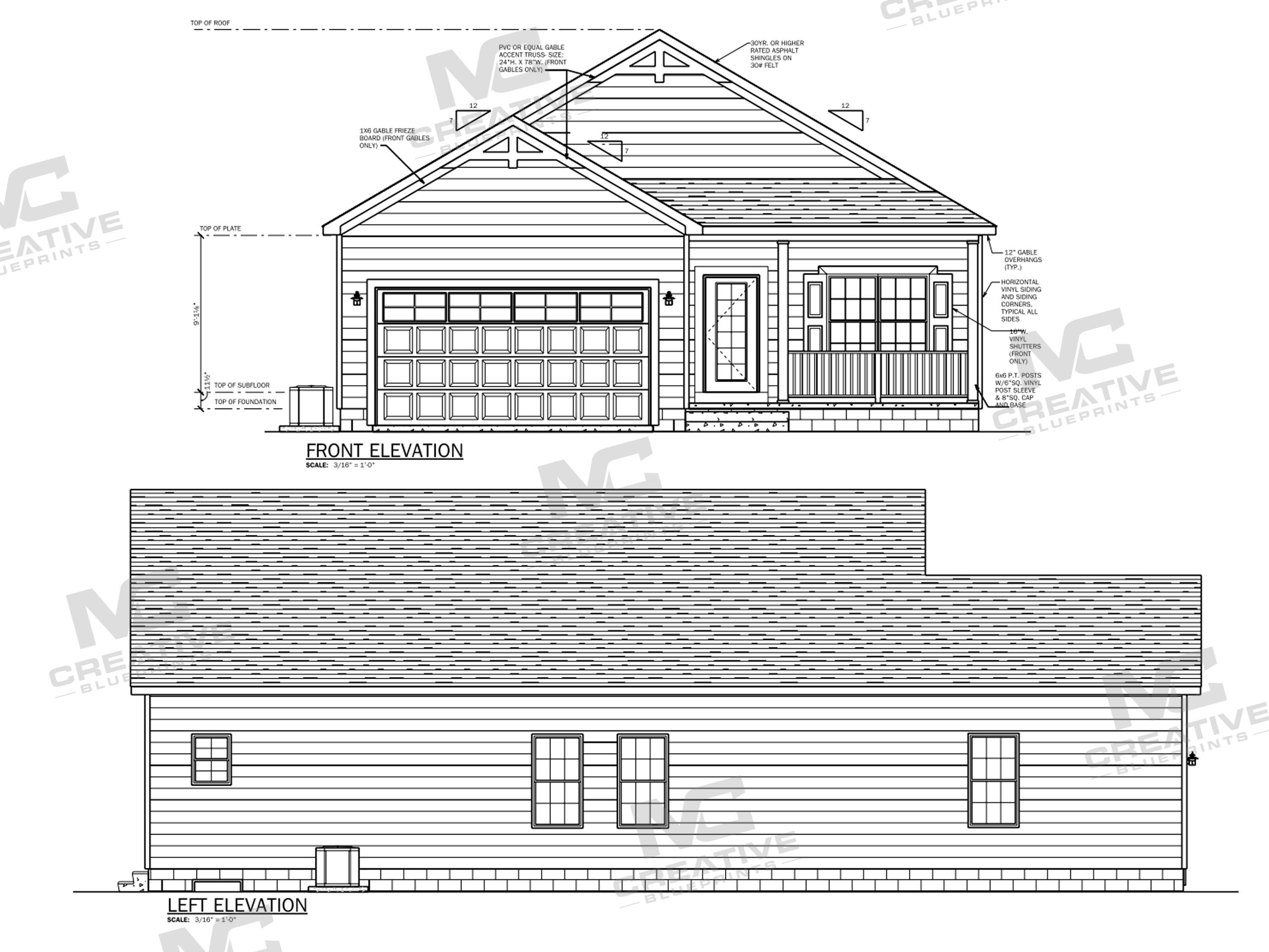 37' X 60' Alpine Ranch House Plan | 3 Bedroom 2 Bath 2 Car Garage ...