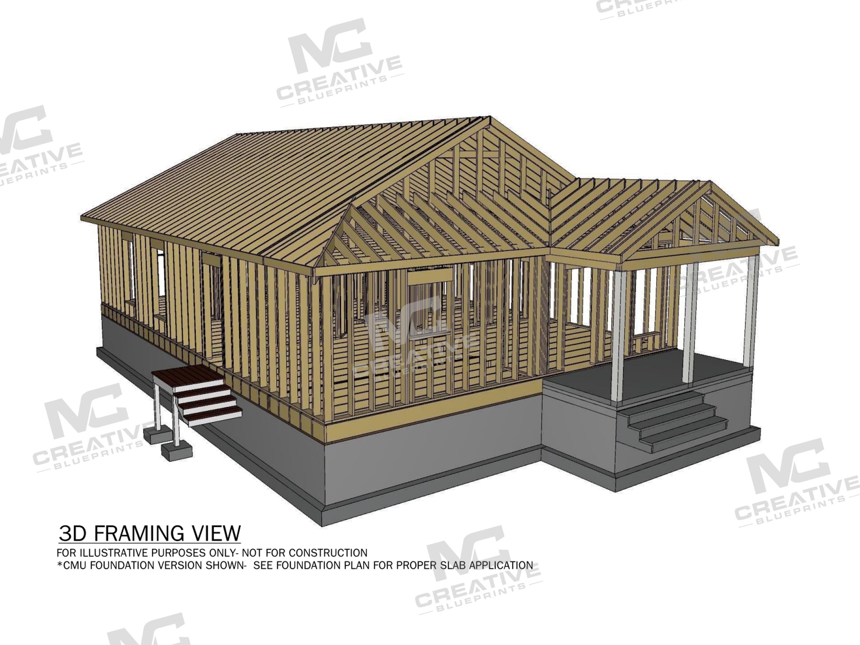30' X 44' Mapleview Ranch House Plan (reversed) | 3 Bedroom 2 Bath ...