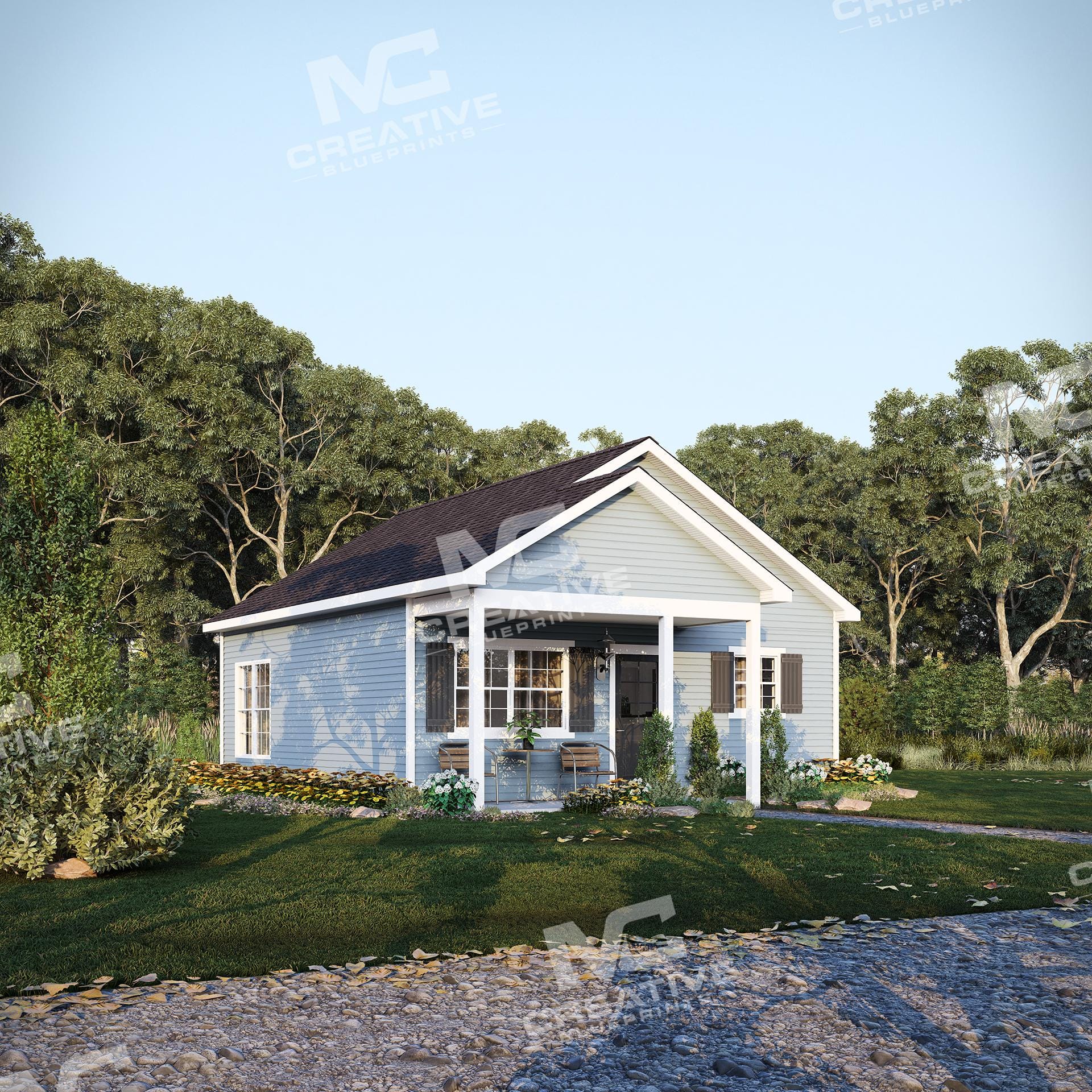 24' X 26' Orchard Cottage House Plan (reversed) | 1 Bedroom 1 Bath ...