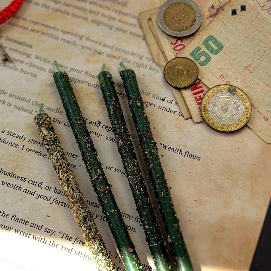 Money Candle Ritual Kit: Green Beeswax, Intention Bracelet & Guide - Etsy