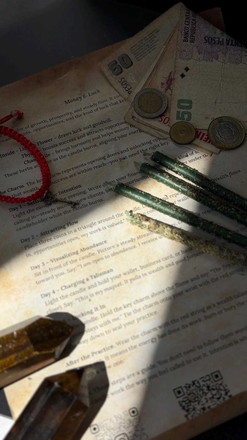 Money Candle Ritual Kit: Green Beeswax, Intention Bracelet & Guide - Etsy