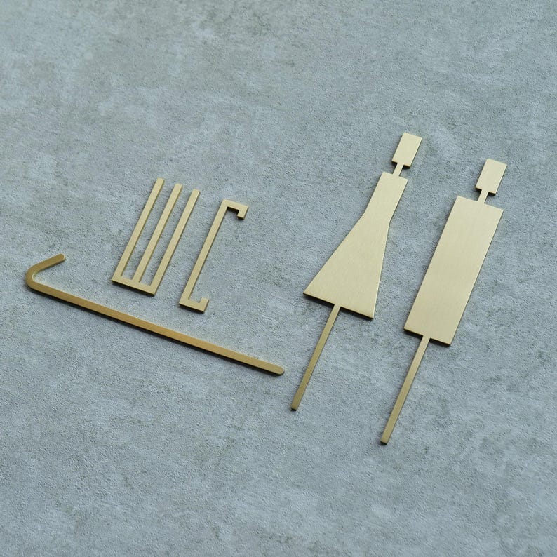Custom Solid Brass Bathroom Signs, Male and Female Restroom Signs ...