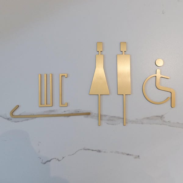 Brass Restrooms Sign - Etsy