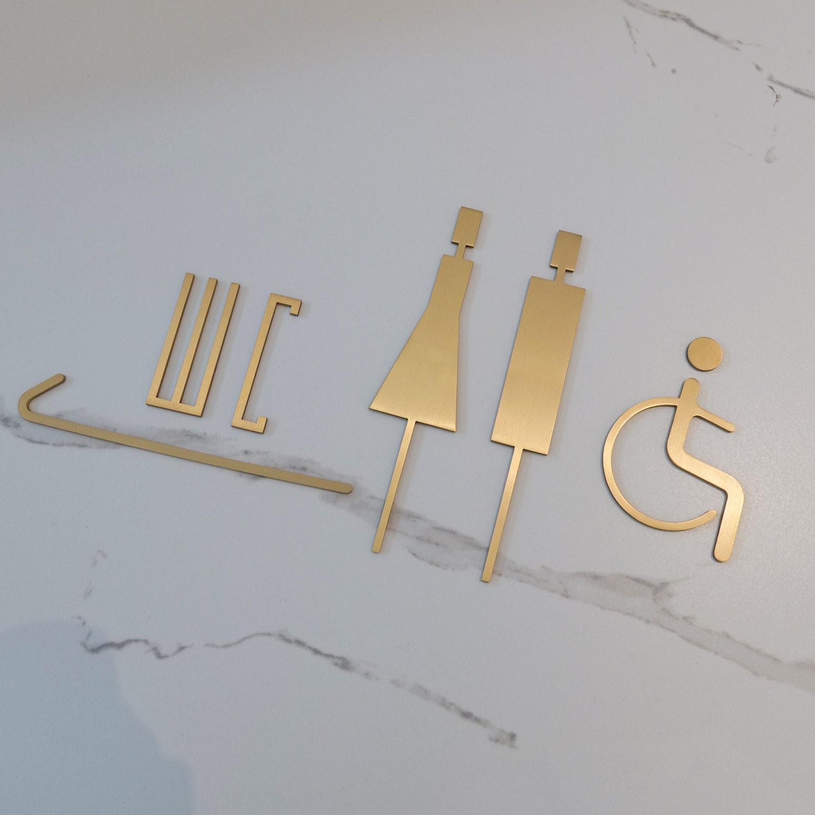 Custom Solid Brass Bathroom Signs, Male and Female Restroom Signs ...