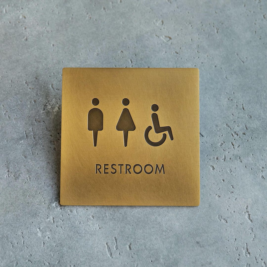 Custom-made Handmade Brass Nameplates, Brass Plaques, Restroom Signs ...