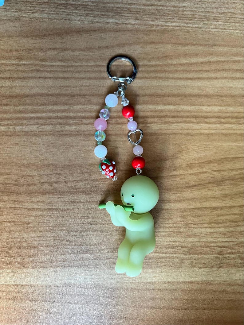 Cute Beaded Smiski Keychain - Etsy
