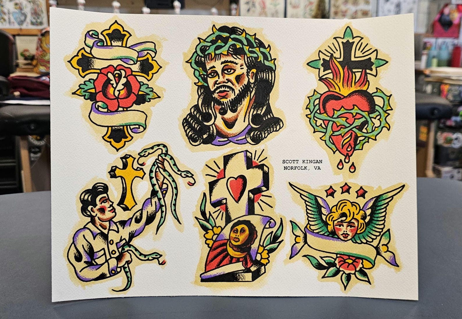 Religious Tattoo Flash Print - Etsy
