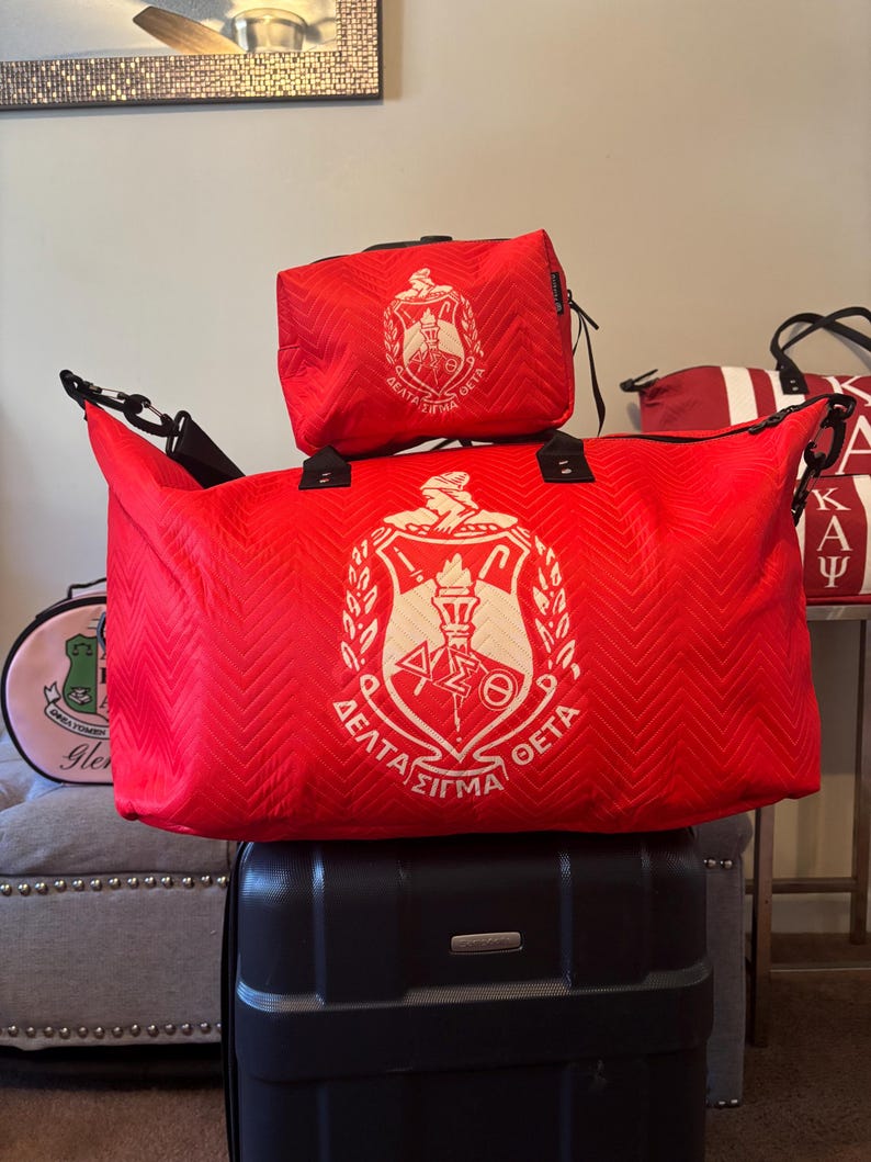 Delta Sigma Theta Duffel Bag + FREE Cosmetic Bag | DST Travel Bag Set ...