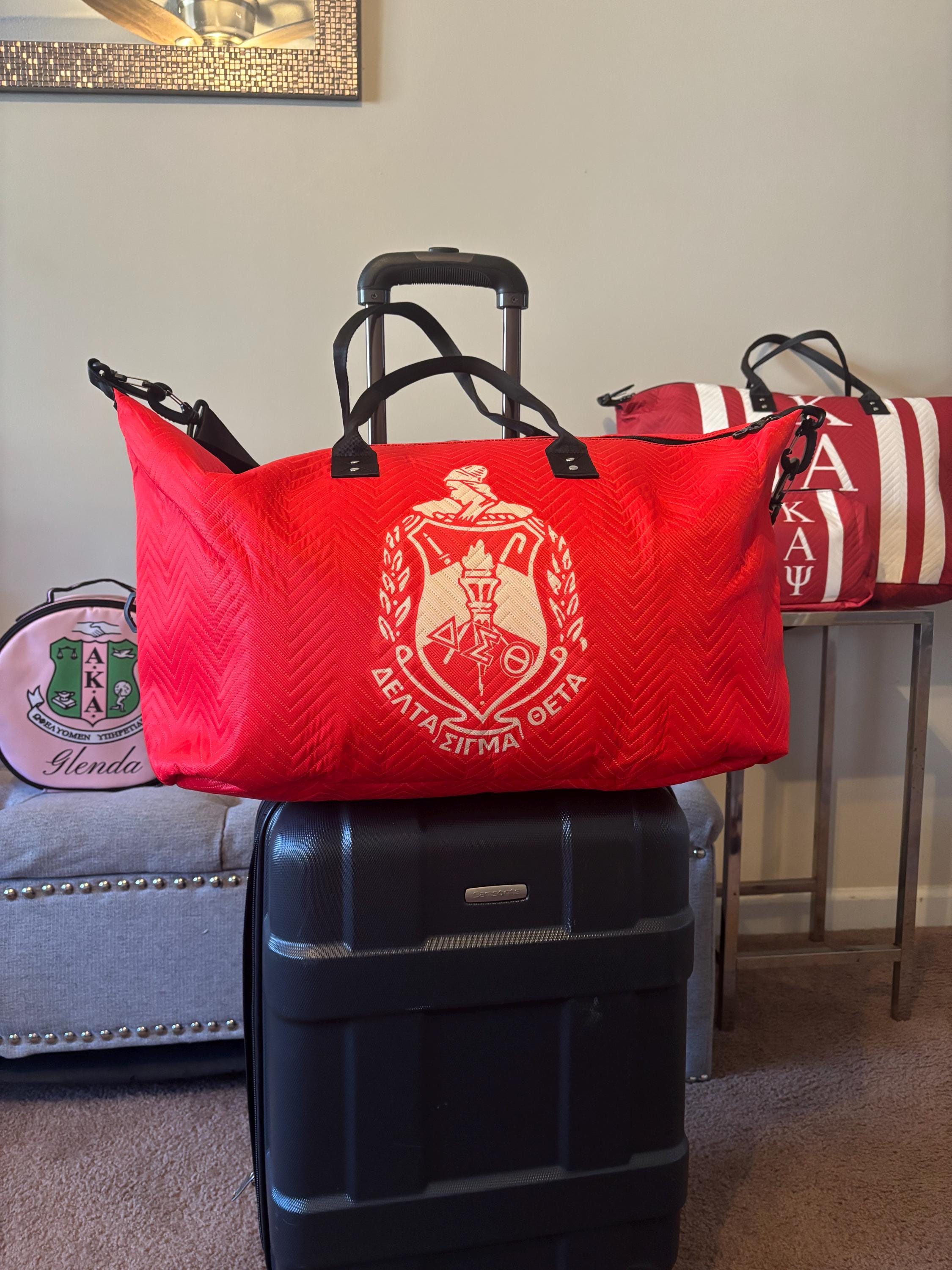 Delta Sigma Theta Duffel Bag + FREE Cosmetic Bag | DST Travel Bag Set ...