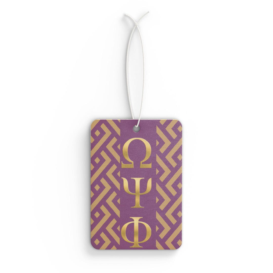 Omega Psi Phi Symbols Car Air Freshener | Purple Gold Greek Letters - Etsy