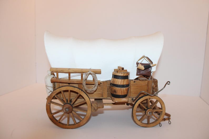 Handcrafted Wooden Covered Wagon, Rustic Western Decor (12.5x9 Inches ...