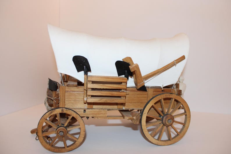 Handcrafted Wooden Covered Wagon, Rustic Western Decor (12.5x9 Inches ...