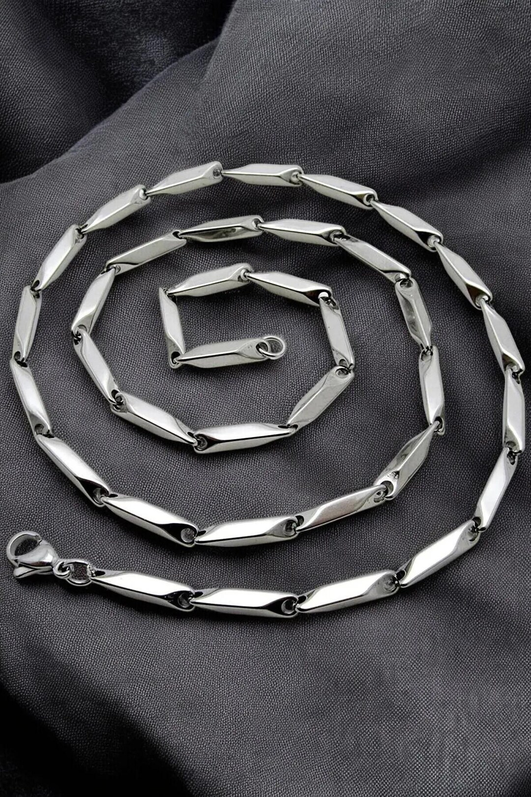 Stainless Steel Titanium Melon Chain Men's Necklace Stainless Steel ...