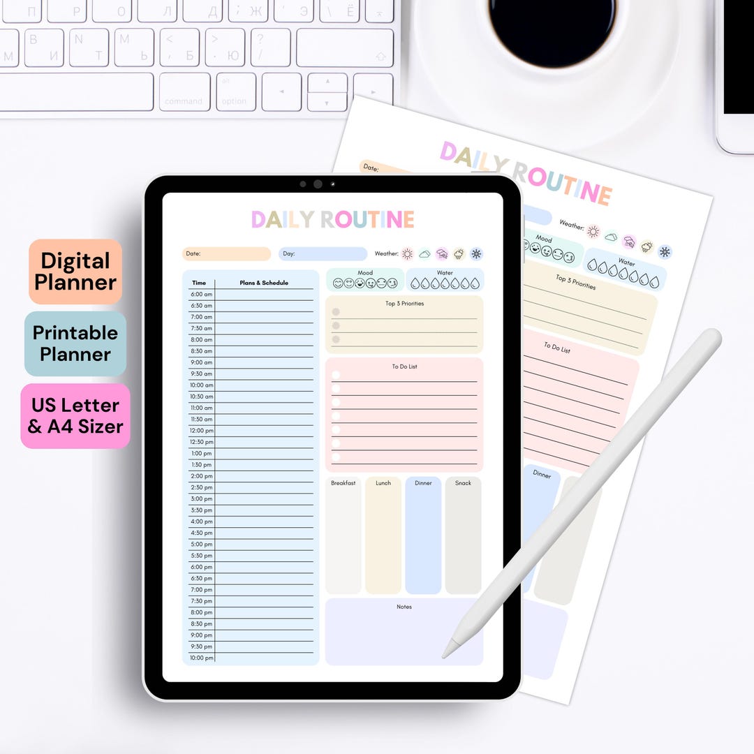 Daily Routine Goodnotes Template, Daily Planner Page, Daily Printable ...