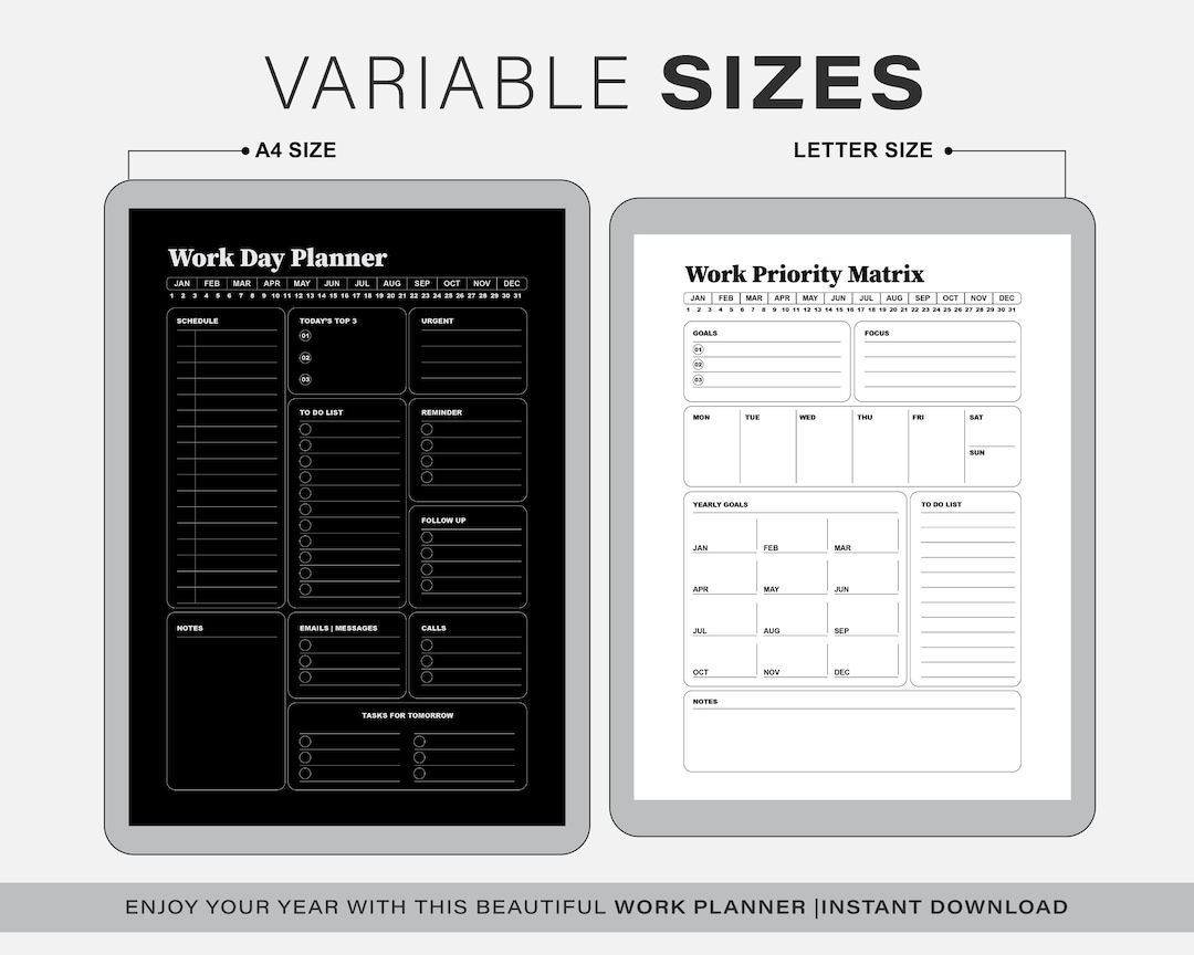 Editable Daily Work Planner | Printable Priority Matrix (PDF) - Etsy