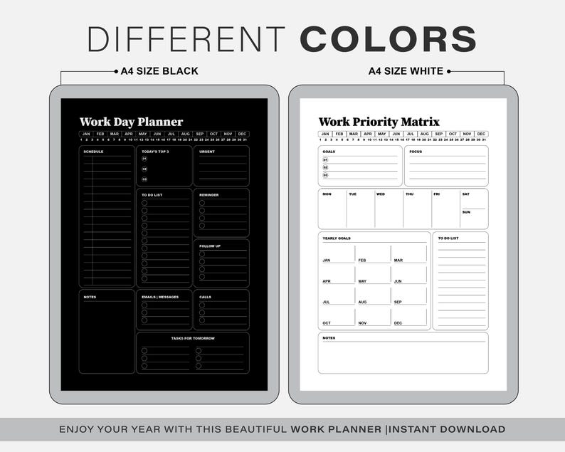 Editable Daily Work Planner | Printable Productivity Schedule Template ...