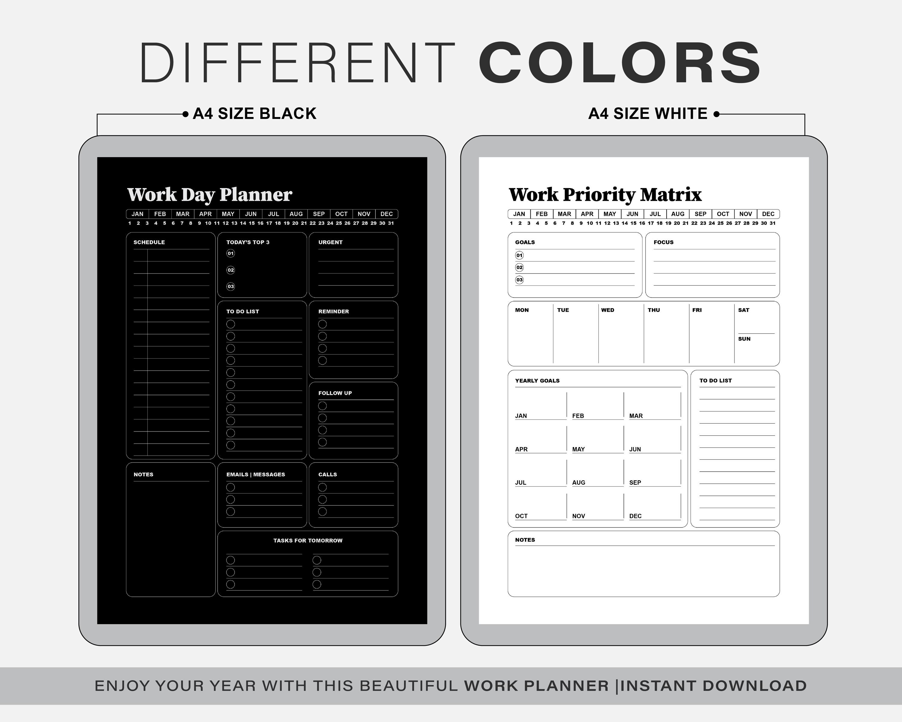 Editable Daily Work Planner Printable Productivity Schedule Template ...