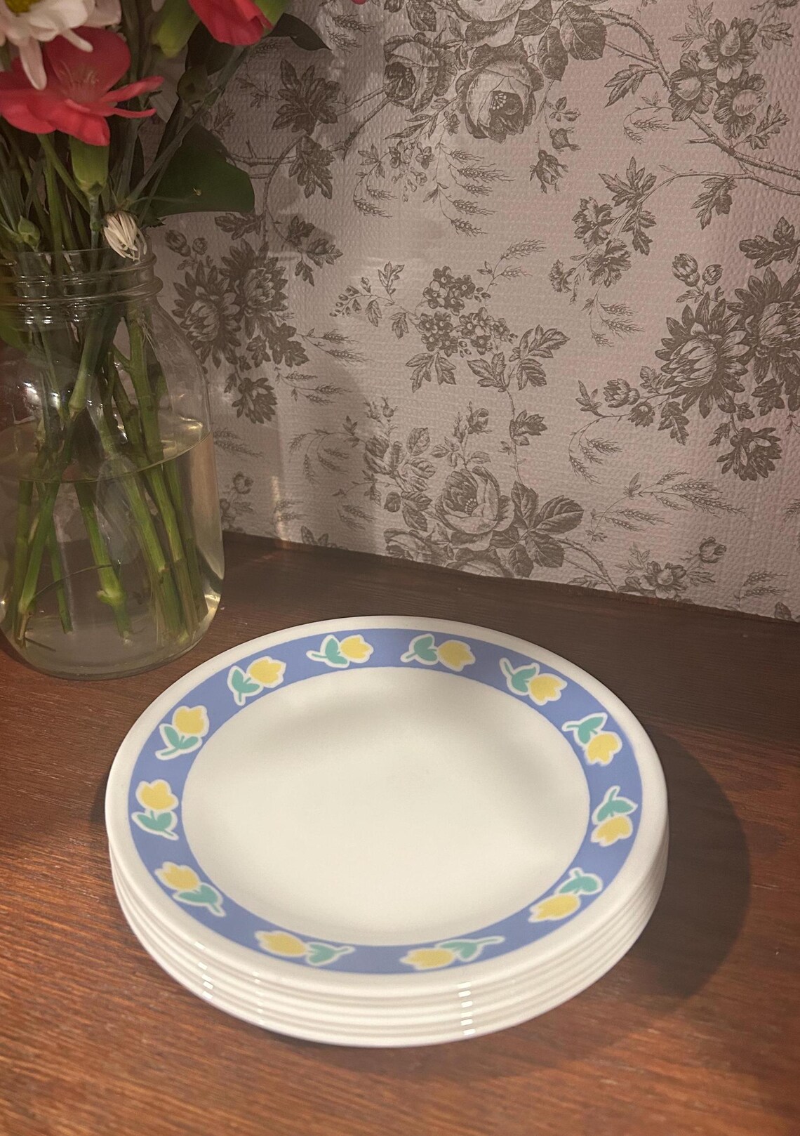 SET OF 6 | Corelle Primavera Pattern Vintage Tulip Spring Flower Small ...