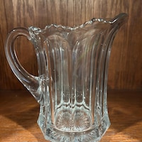Antique Milk Glass Pitcher, One Quart Heavy Thick Glass, Footed ...