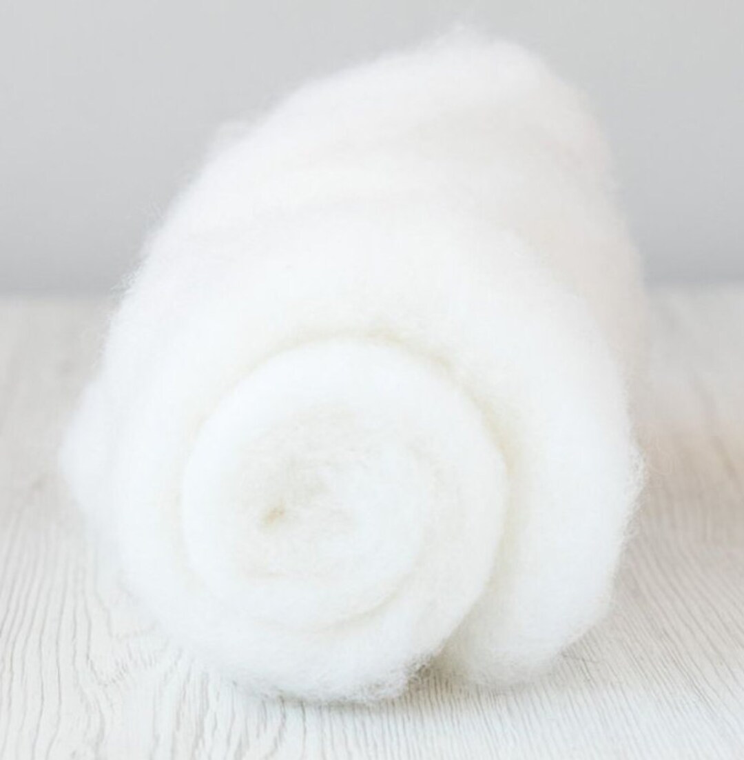 Snow Maori Batt, Needle Felting, Wet Felting, 50 Grams (1.75oz), Short ...