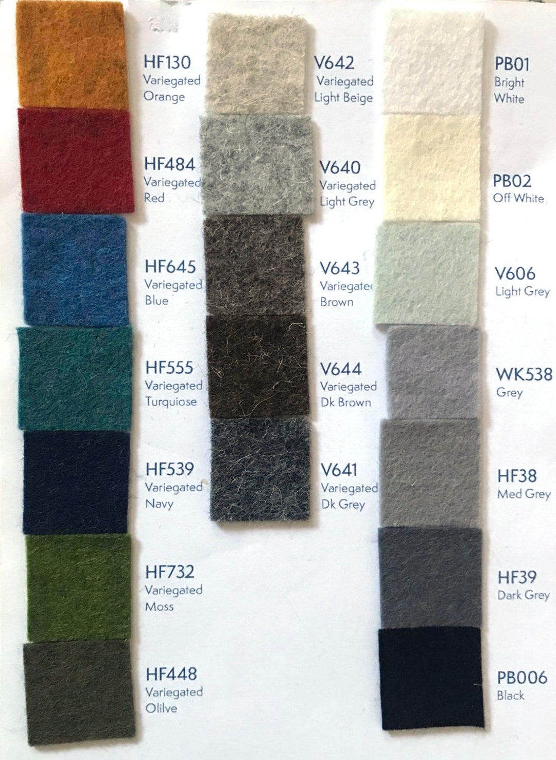 Wool Felt 20cm X 30cm (7.87x11.8") 1.2mm Thick - Variegated-white-grey ...
