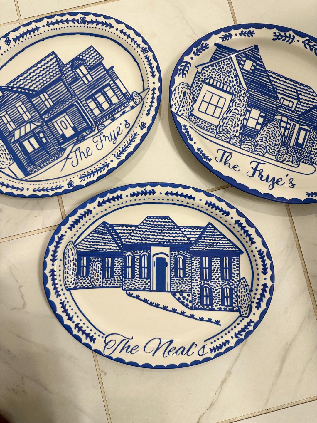 Custom Platter With Home or Wedding Venue , Blue and White Gift ...
