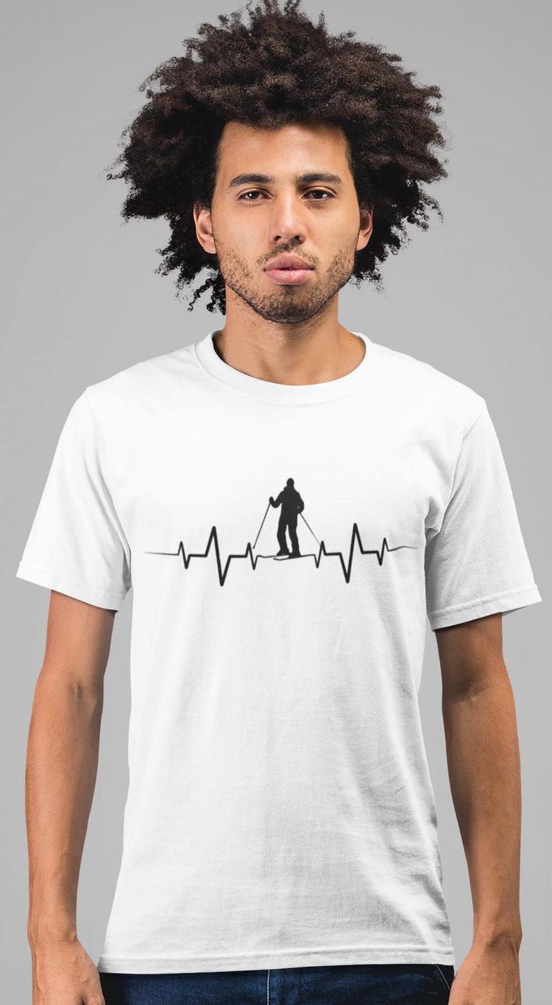 ECG Heartbeat Ski T-shirt, Ski Life Line Printed Tee - Etsy