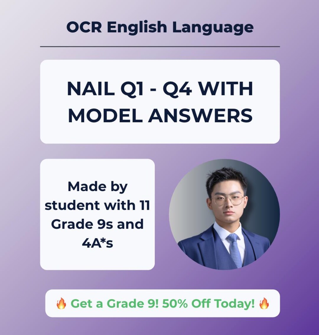 OCR GCSE English Language Grade 9 Pack: Q1–Q4 Notes, Model Answers ...