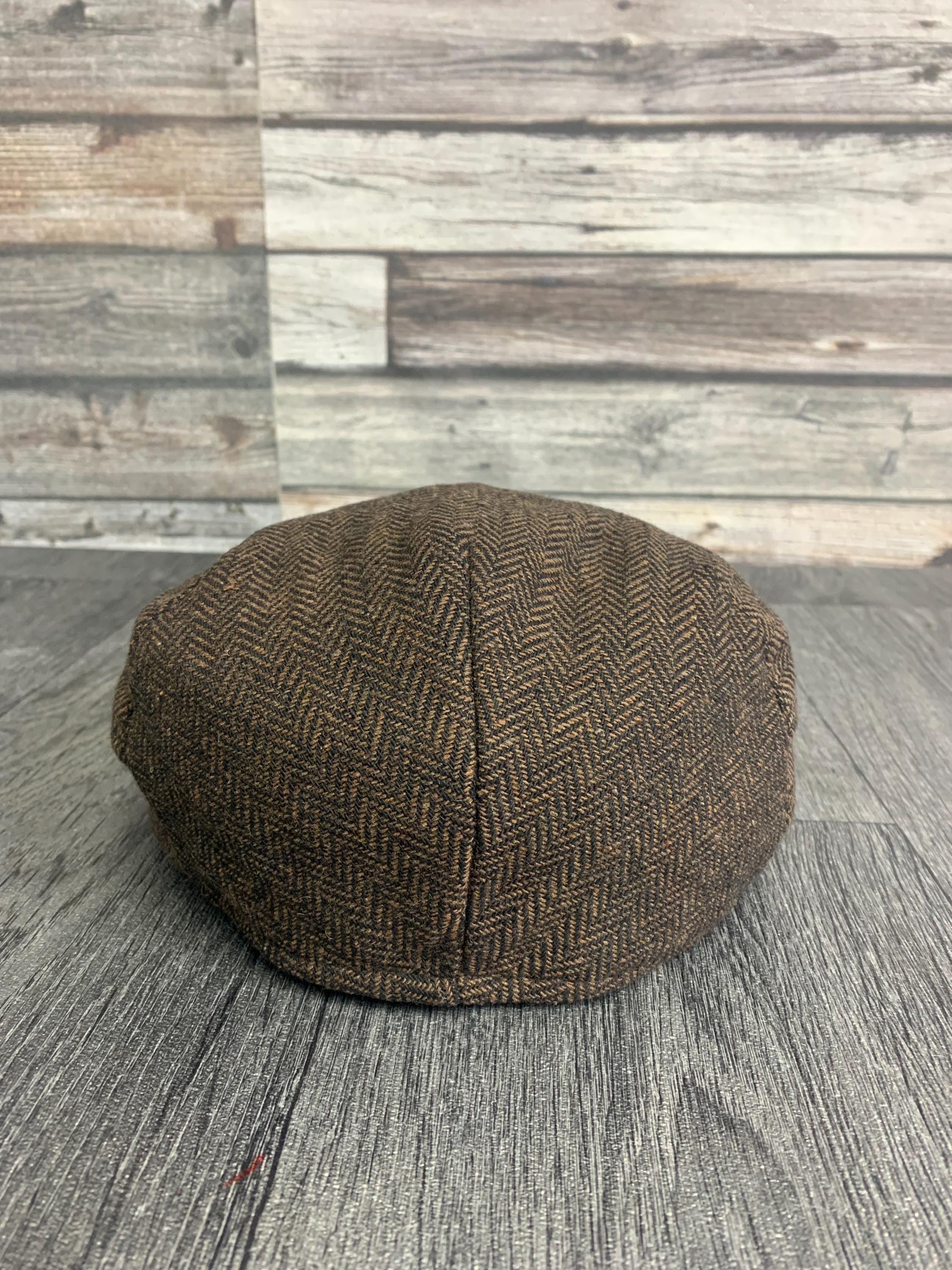 New Herringbone Wool Panels Cap, Peaky Blinders Hat, Baker Boy Hat ...