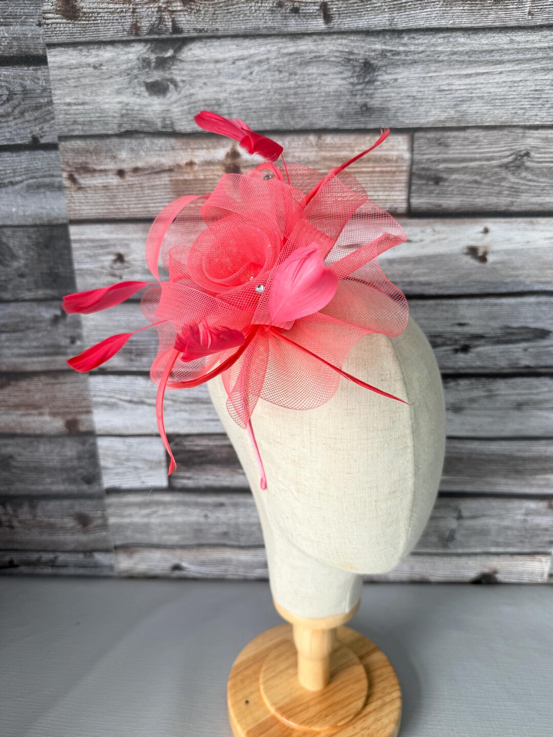 Coral Fascinator: Handmade Sinamay Headband & Clip - Weddings, Races - Etsy